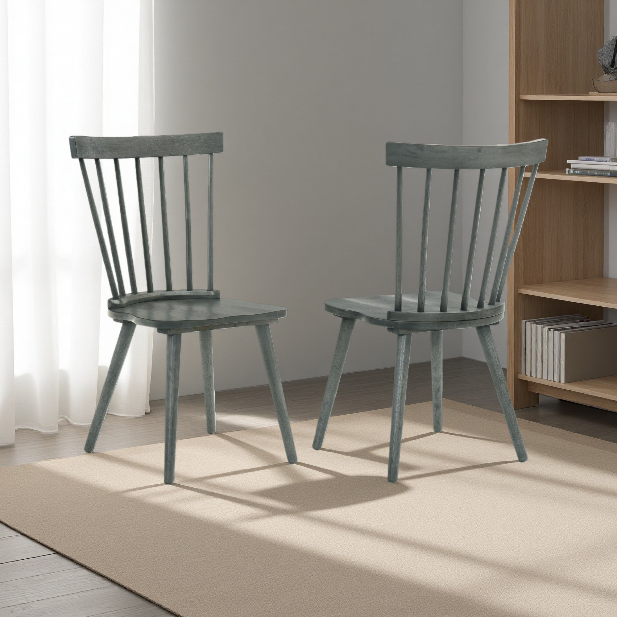 Red Barrel Studio® [Set Of 2] Rustic Farmhouse Dining Chairs, Solid ...